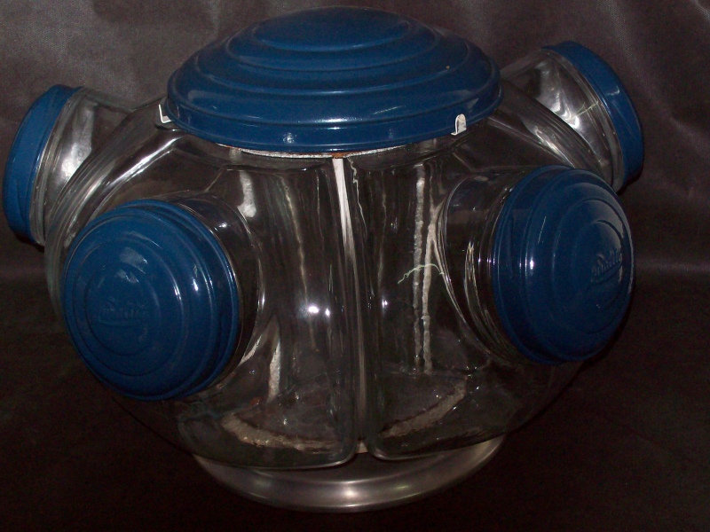 Raro e antigo baleiro de vidro giratório marca LUSALITE