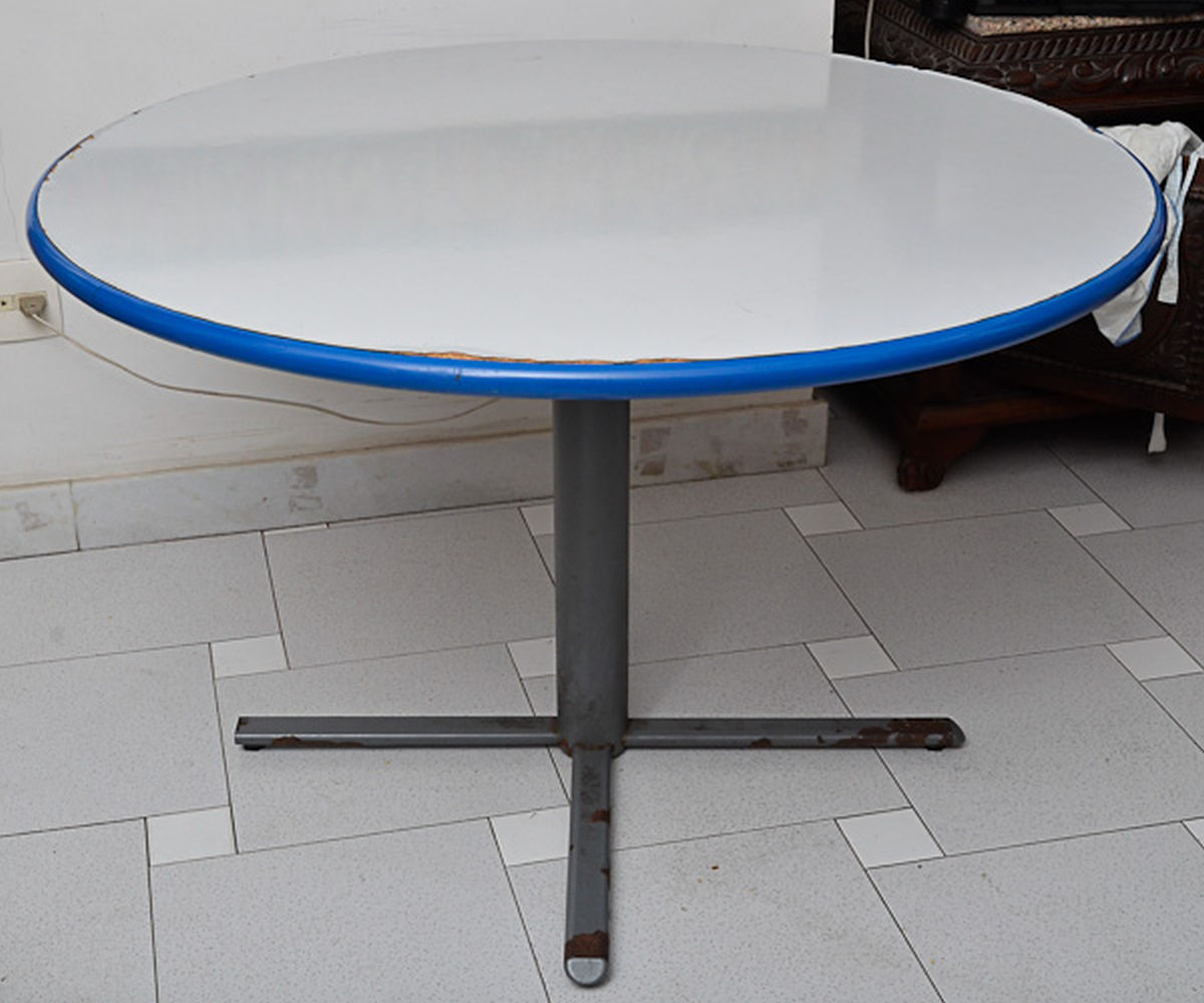 Mesa redonda em fórmica fórmica para cozinha, pés de m