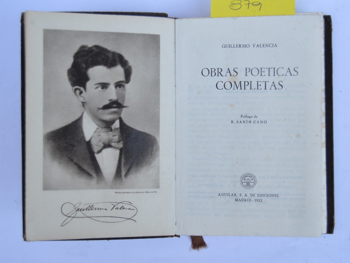 LIVRO - GUILLERMO VALENCIA - OBRAS POETICAS COMPLETAS,