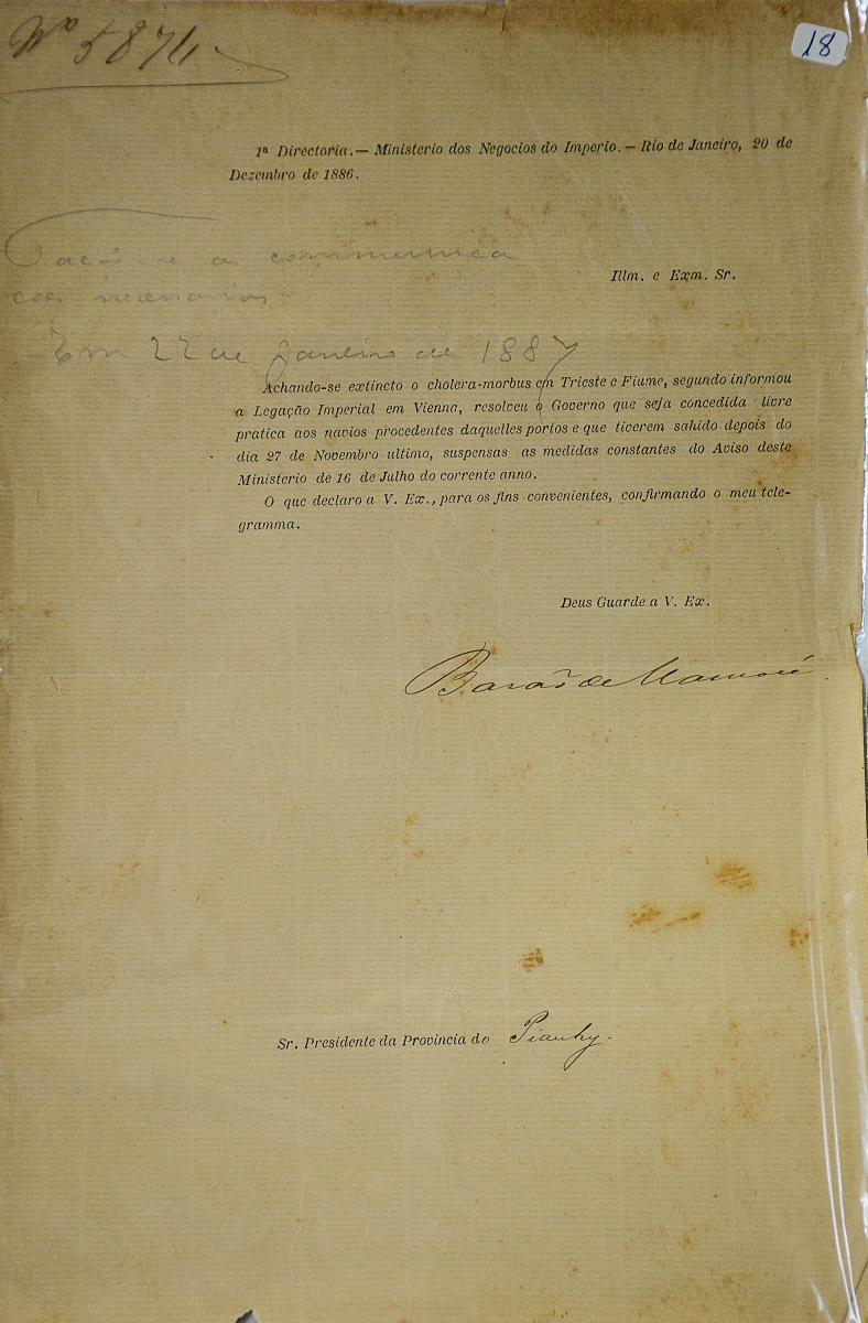 Documento Antigo - Ministério dos Negócios do Império c