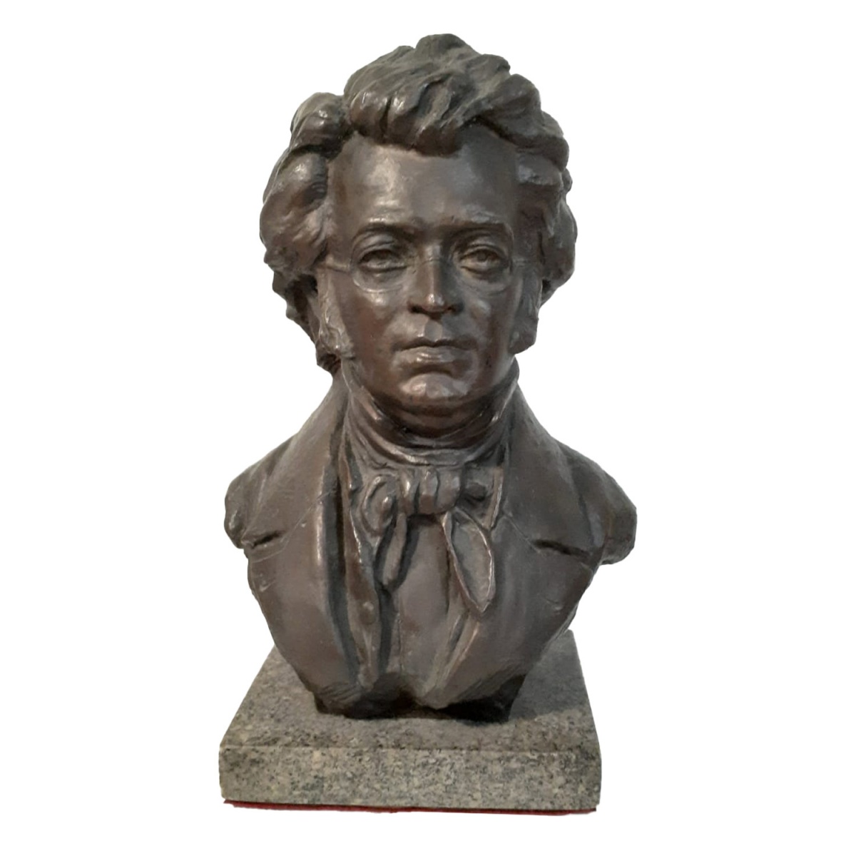 Busto de BEETHOVEN, moldado em bronze patinado, base em