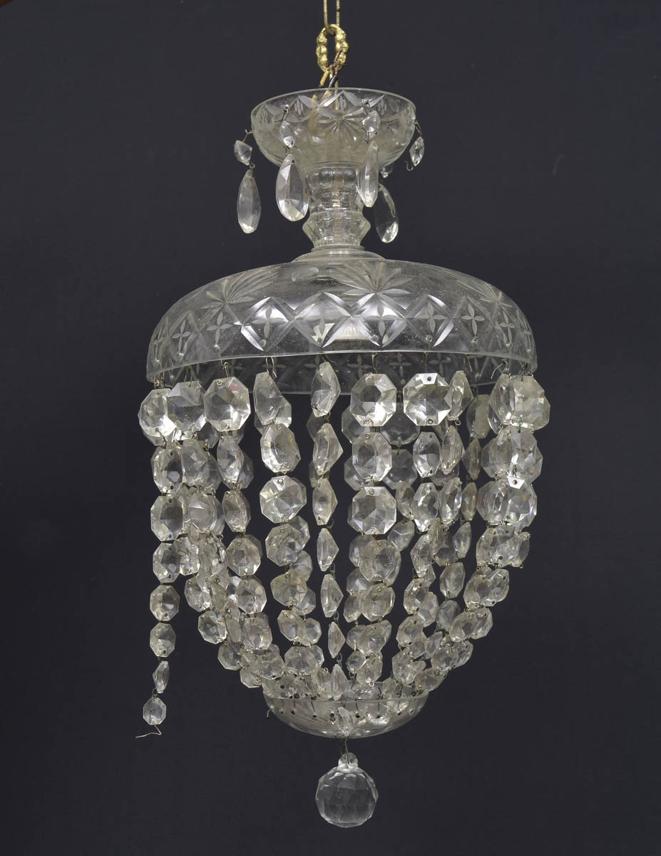 Luminária de teto, para uma luz, em cristal translúcido