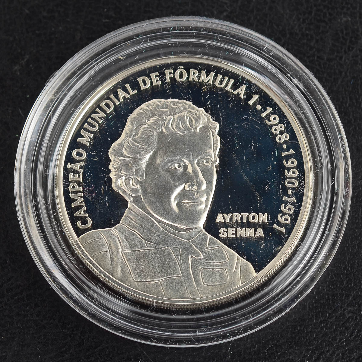 AYRTON SENNA. Moeda de prata de 2 reais, comemorativa à