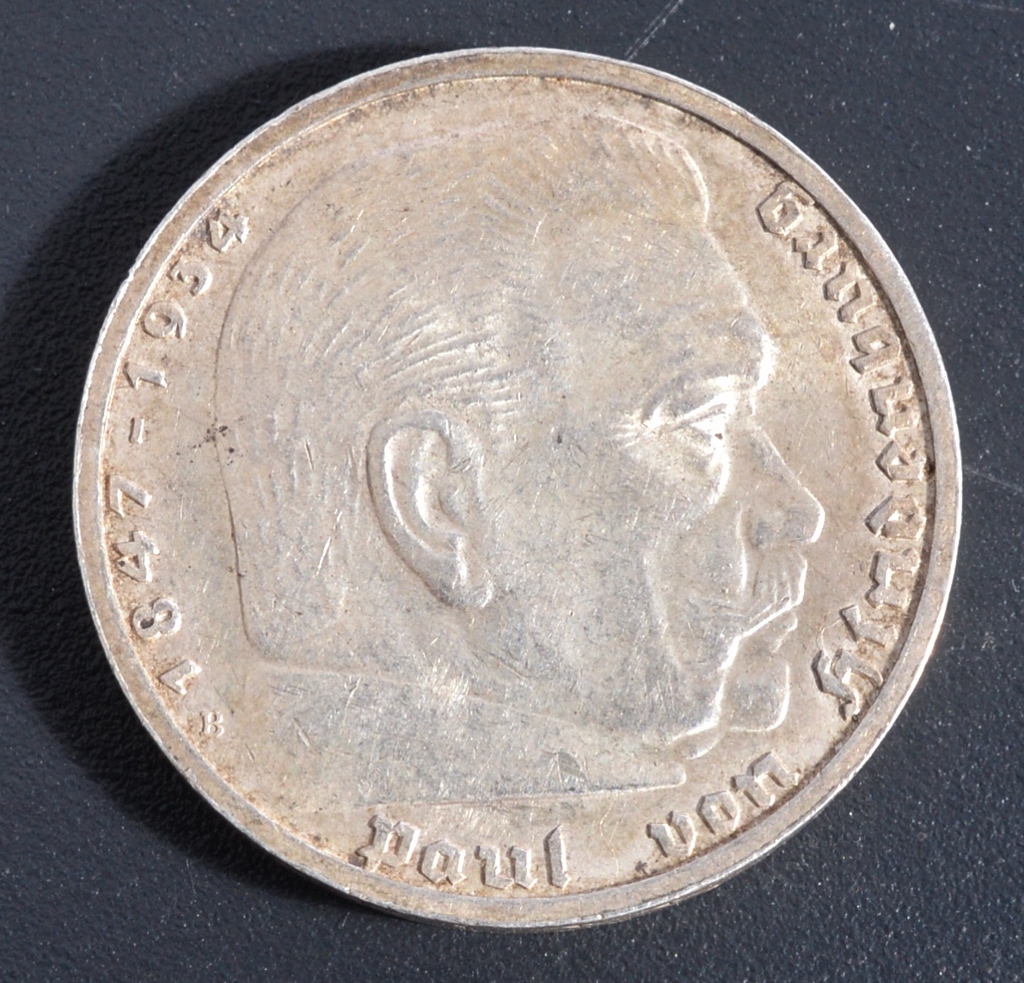 III REICH ALEMÃO. Moeda de 5 Reichsmark, ano 1939 B (Vi