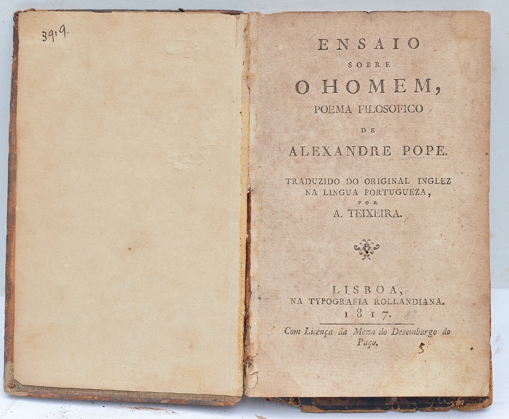 Livro, 'ENSAIO SOBRE O HOMEM, POEMA FILOSÓFICO DE A