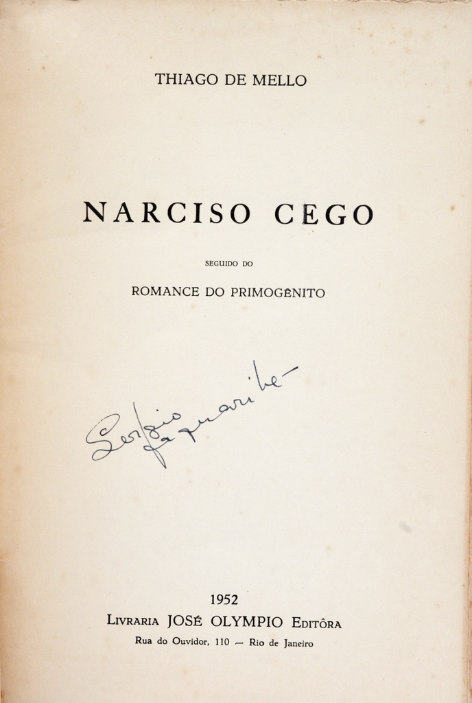 Livro Narciso cego, de Thiago de Mello, 1ª ed., 1952, l