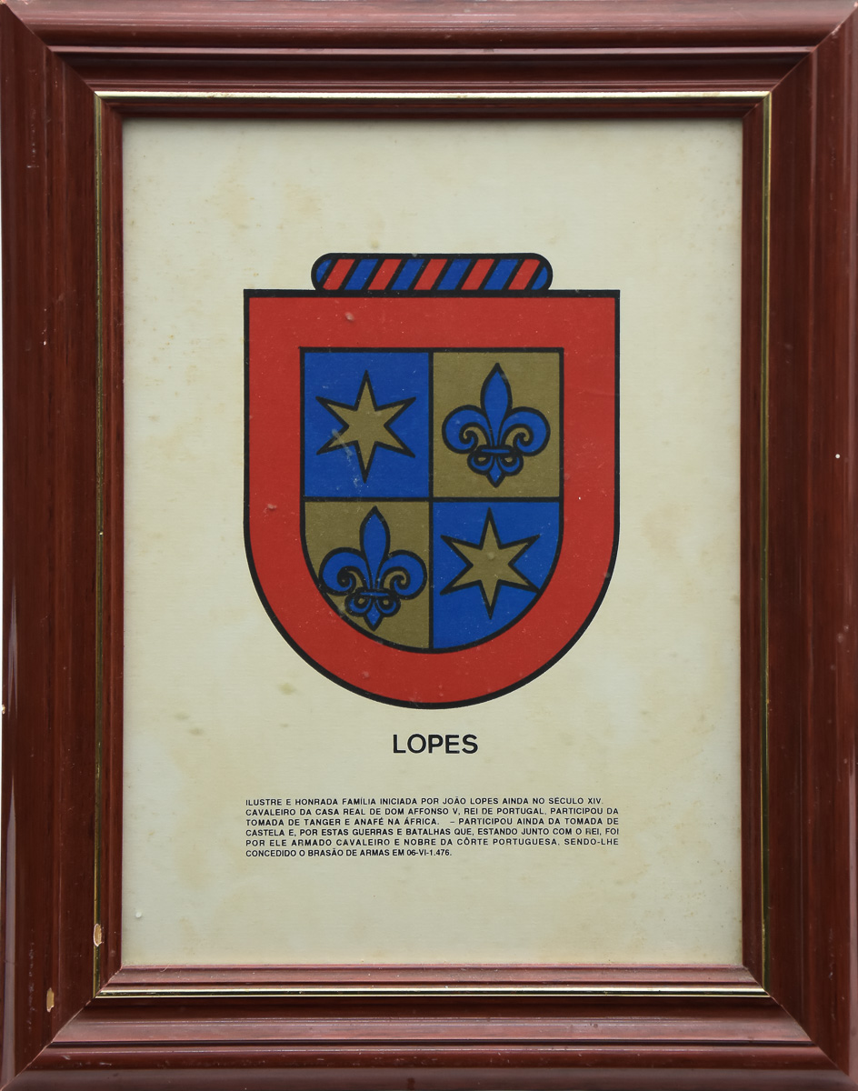 "Brasão da família Lopes". Serigrafia em cores