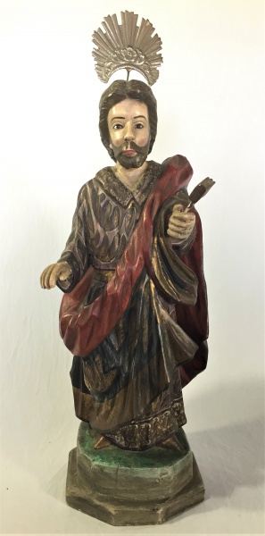 SANTO BARROCO. Antigo santo barroco em madeira, ostensó