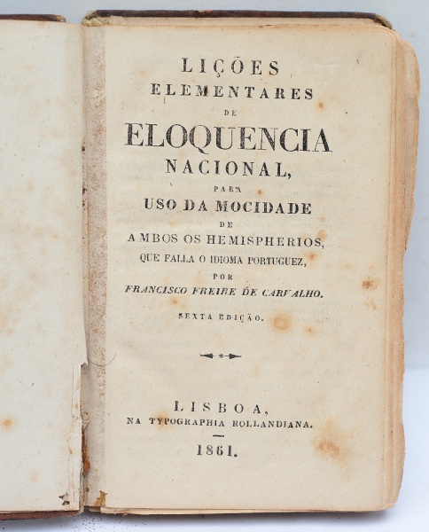 Livro, Lições Elementares de Eloquencia Nacional Para U
