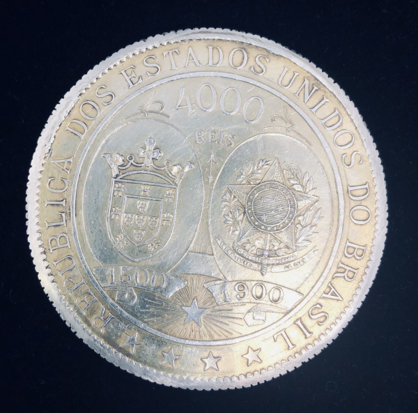 PRATA - Moeda 4000 Reis República do Brasil ano 1500