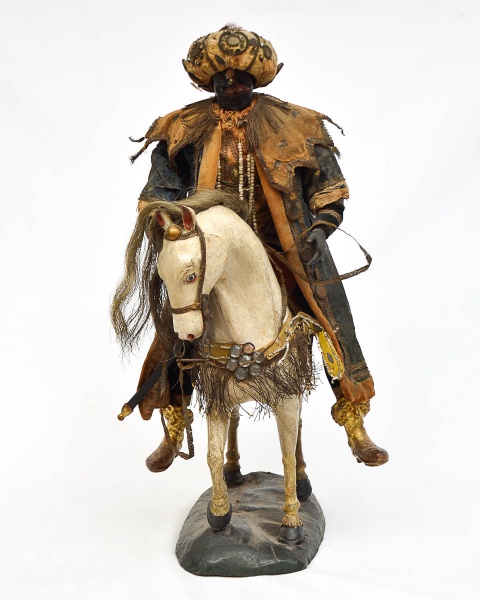 "Rei Mago Baltazar". Escultura de madeira polic