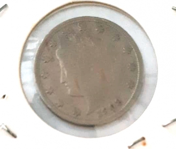 NUMISMÁTICA. Moeda dos ESTADOS UNIDOS, V CENTS, de 1908