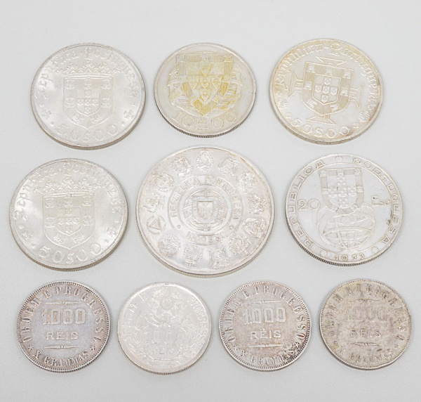 MOEDAS EM PRATA -Sete Moedas Portugal / Brasil , sendo
