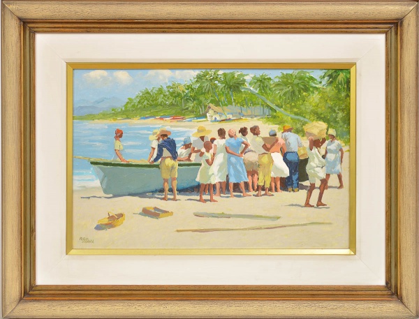 PABLO MATANIA - "A volta da pesca", óleo sobre