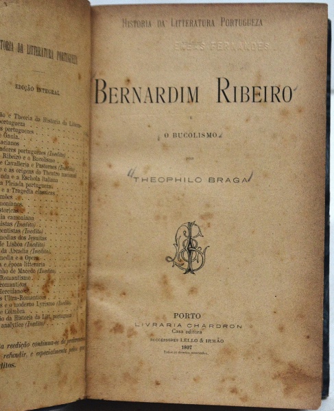 Livro: Bernardim Ribeiro e o Bucolismo - Autor: Theophi