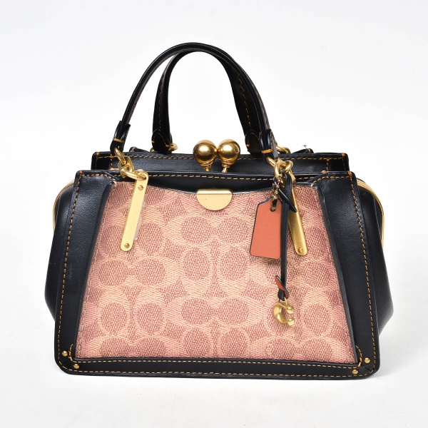 COACH, pequena bolsa feminina, de mão, tipo maleta, em