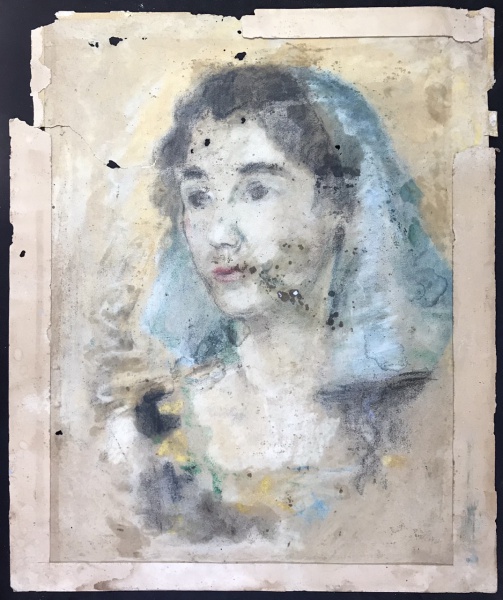 OLGA MARY PEDROZA - PASTEL OLEOSO SOBRE PAPEL - MULHER