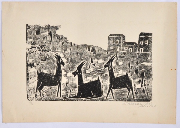 CALAZANS NETO - "Cabras", 5/10, xilogravura, me