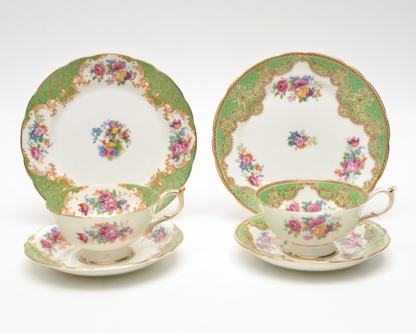 Conjunto de chá para 2 pessoas, porcelana inglesa da ma