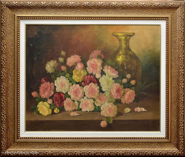 WERNER LEVIN- "Vaso e flores", óleo sobre tela,